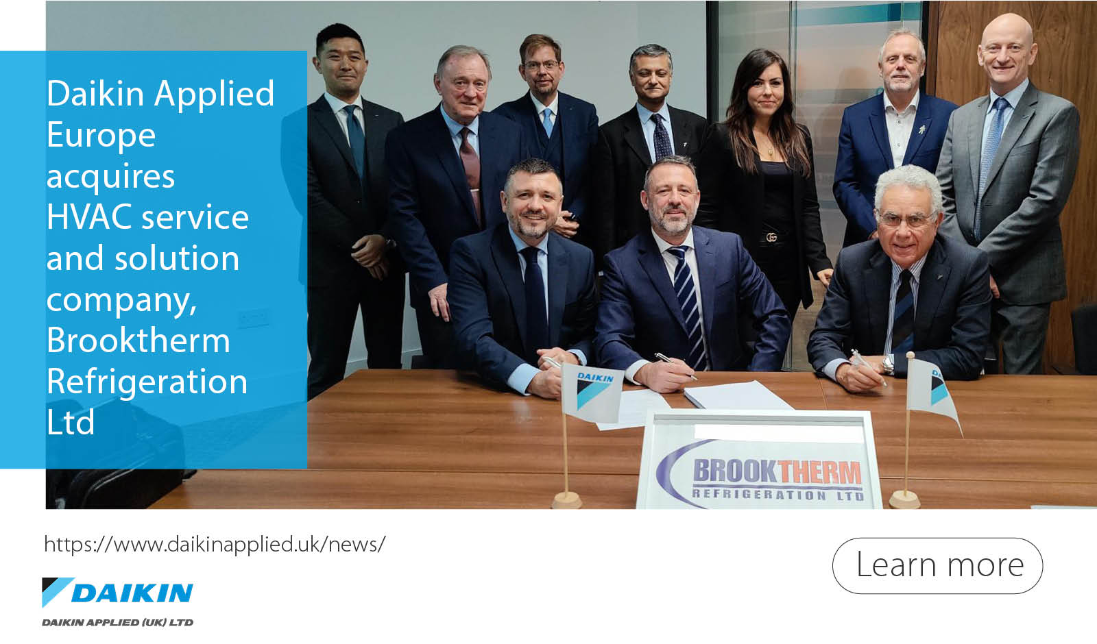 Daikin Applied Europe acquires HVAC service and solution company, Brooktherm Refrigeration Ltd